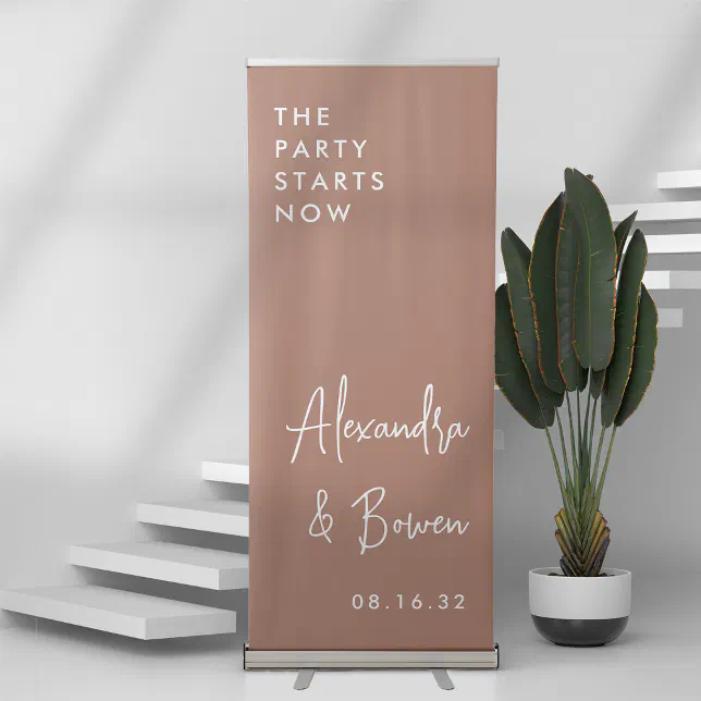 Rust | The Party Starts Now Personalized Wedding Retractable Banner ...
