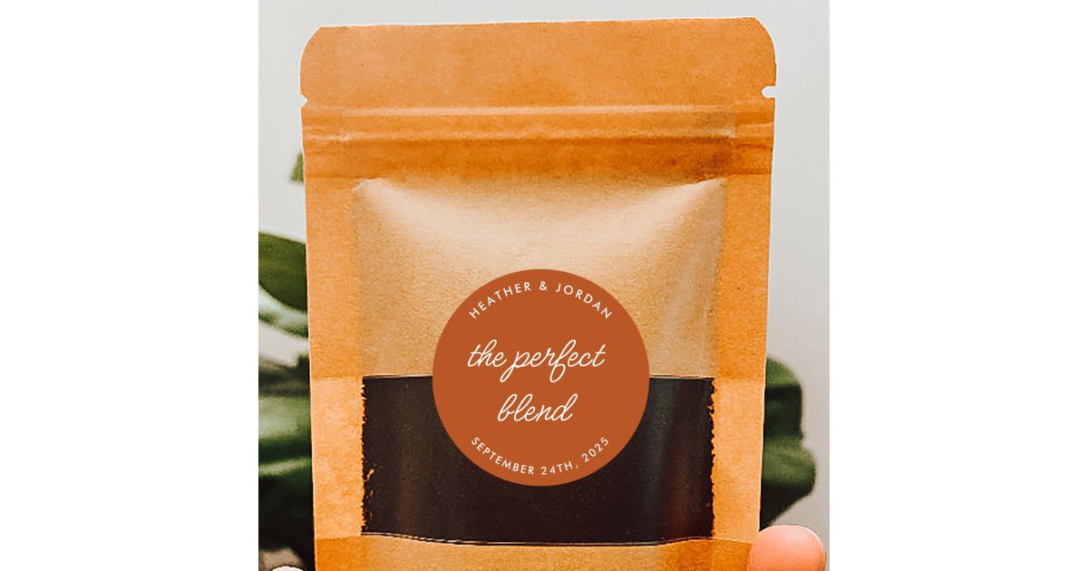 Rust The Perfect Bland Wedding Coffee Favors Classic Round Sticker | Zazzle