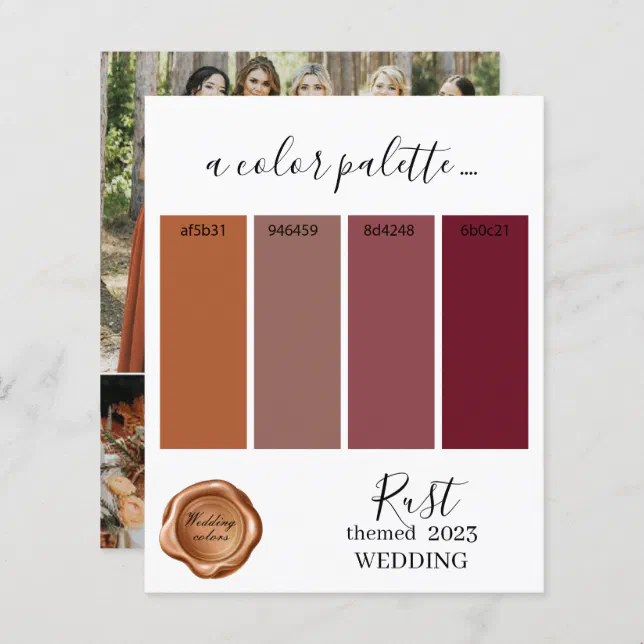 Rust Wedding colors Palette Card 2023 | Zazzle