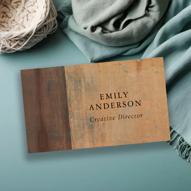 RUSTED CORROSIVE GRUNGE ORANGE METAL TEXTURED BUSINESS CARD | Zazzle