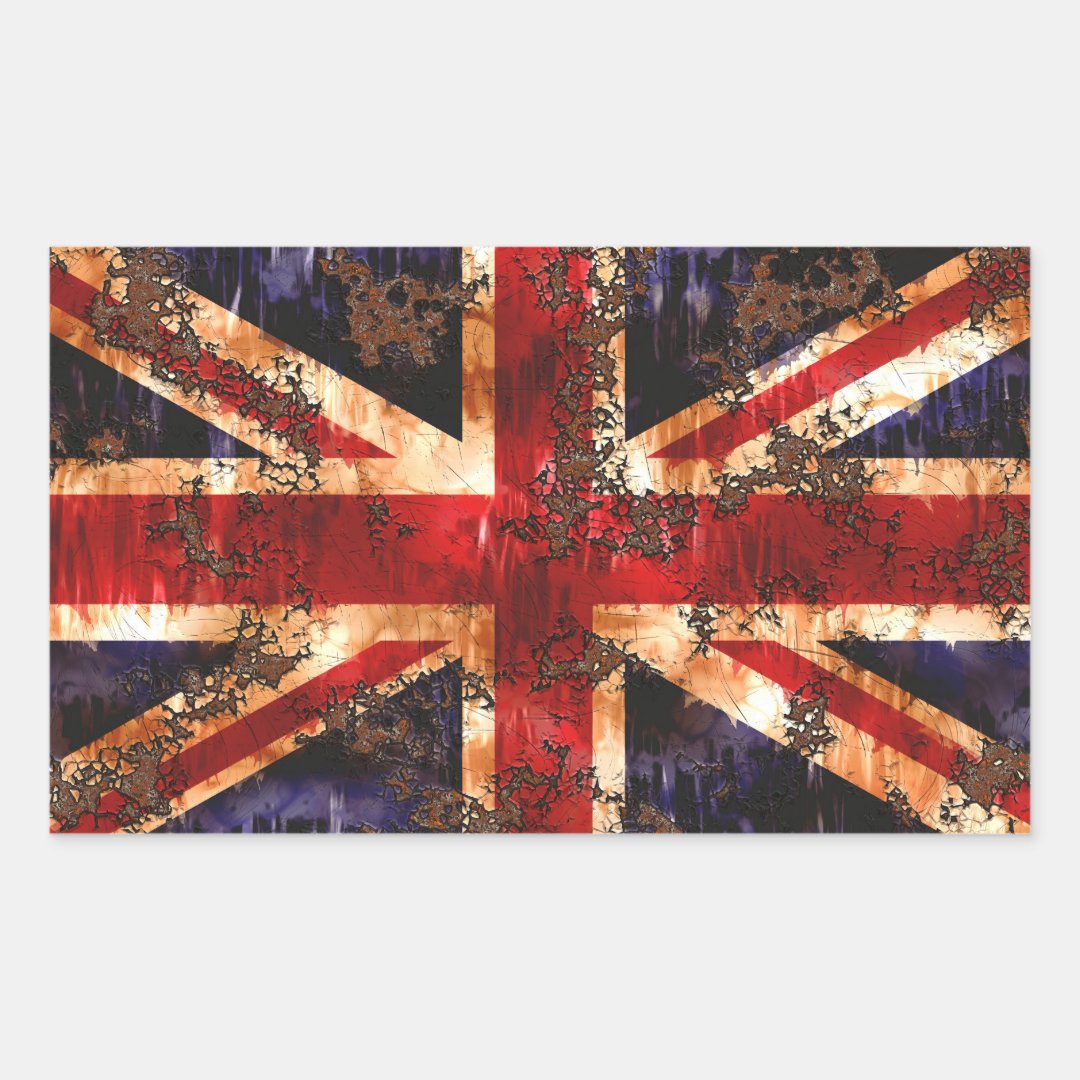 Rusted Patriotic United Kingdom Flag Rectangular Sticker | Zazzle