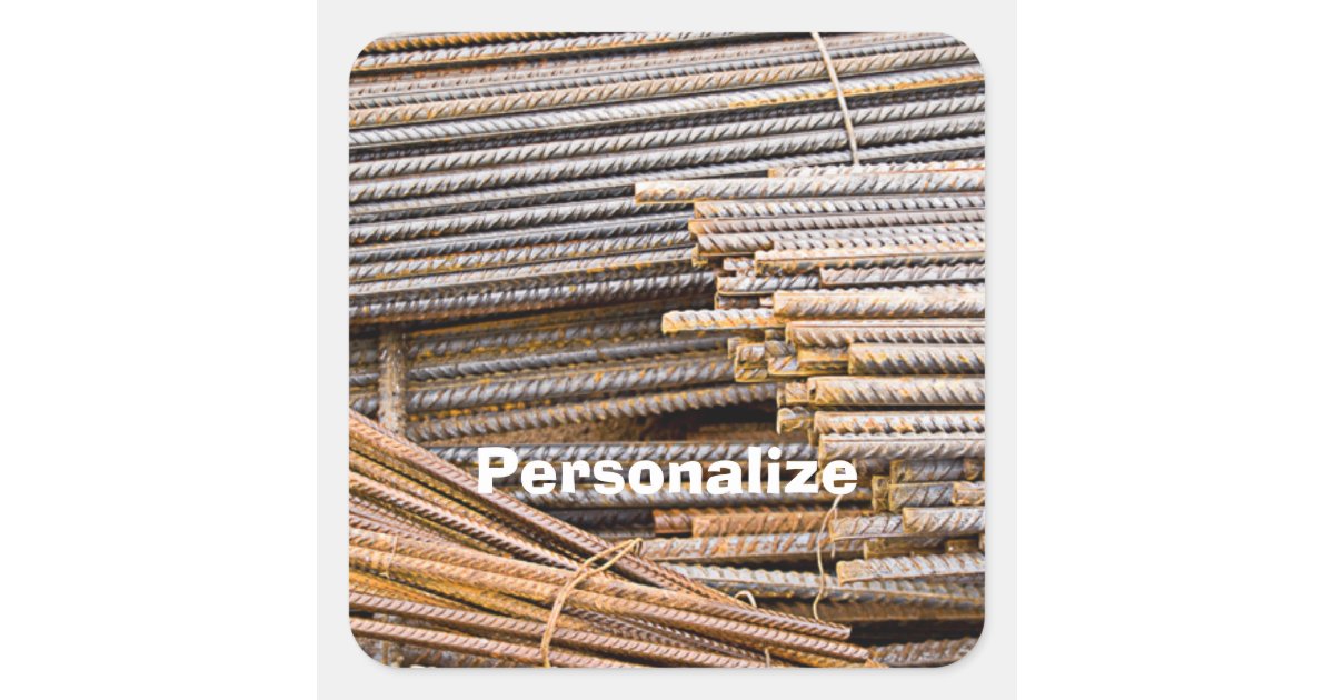 RUSTED REBAR METAL RODS SQUARE STICKER | Zazzle