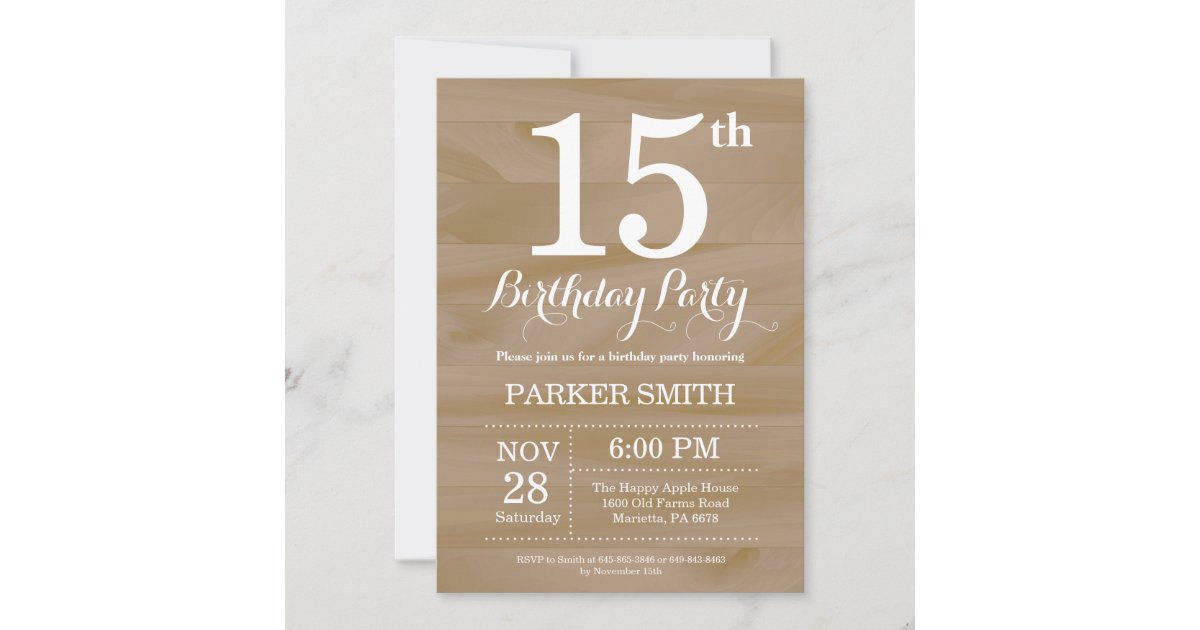 Rustic 15th Birthday Invitation | Zazzle