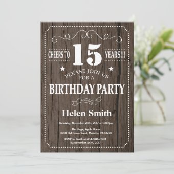 Rustic 15th Birthday Invitation | Zazzle