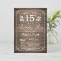 Rustic 15th Birthday Invitation Floral | Zazzle