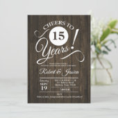 Rustic 15th Wedding Anniversary - Wood Invitation | Zazzle