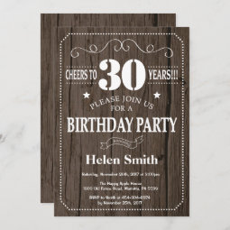 Rustic 30th Birthday Invitation | Zazzle