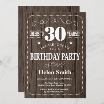 Rustic 30th Birthday Invitation | Zazzle
