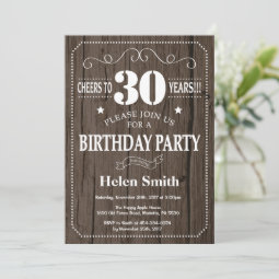 Rustic 30th Birthday Invitation | Zazzle