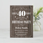 Rustic 40th Birthday Invitation | Zazzle