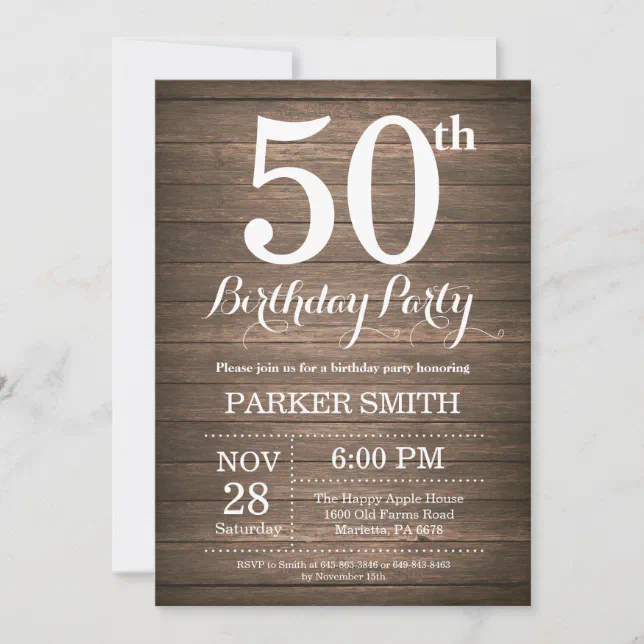 Rustic 50th Birthday Invitation | Zazzle