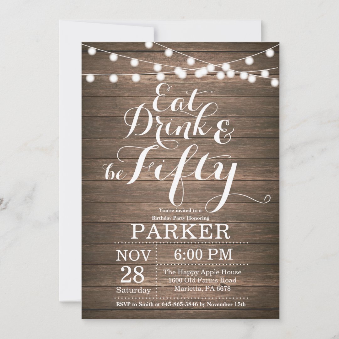 Rustic 50th Birthday Invitation Wood | Zazzle