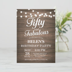 Rustic 50th Birthday Invitation Wood Fabulous | Zazzle
