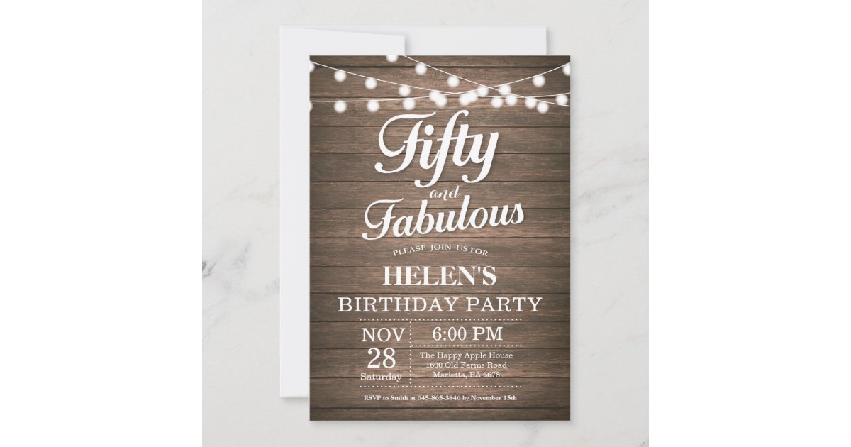 Rustic 50th Birthday Invitation Wood Fabulous | Zazzle