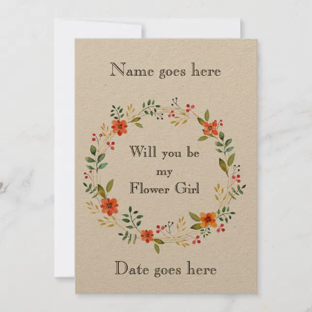 Rustic 5x7 Will you be my flower girl invitation | Zazzle