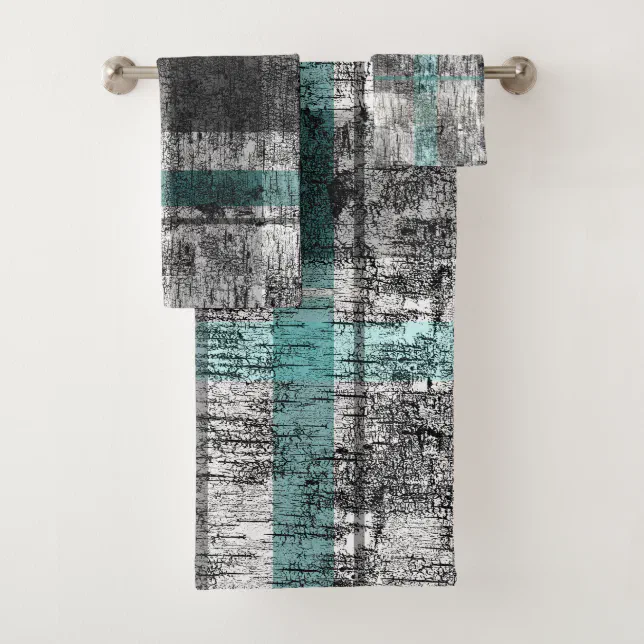 Rustic Abstract Birch Plaid Pattern Bath Towel Set | Zazzle