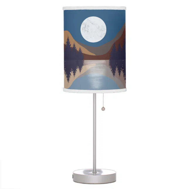 Rustic Abstract Landscape Forest Full Reflection Table Lamp | Zazzle
