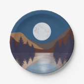 Rustic Abstract Landscape Forest Moon Reflection Paper Plates | Zazzle