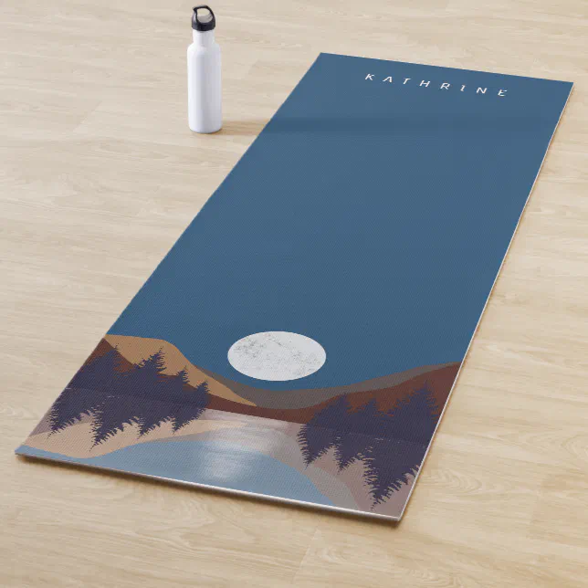 Rustic Abstract Landscape Forest Moon Reflection Yoga Mat | Zazzle