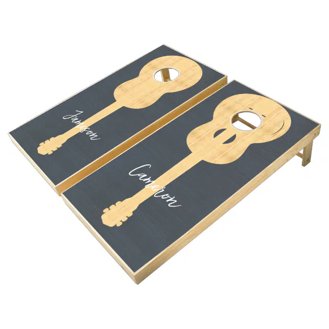 Rustic Acoustic Guitar Top Bottom Music play Fun C Cornhole Set | Zazzle
