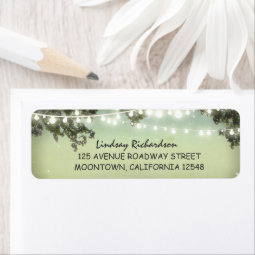 rustic address label with string lights | Zazzle
