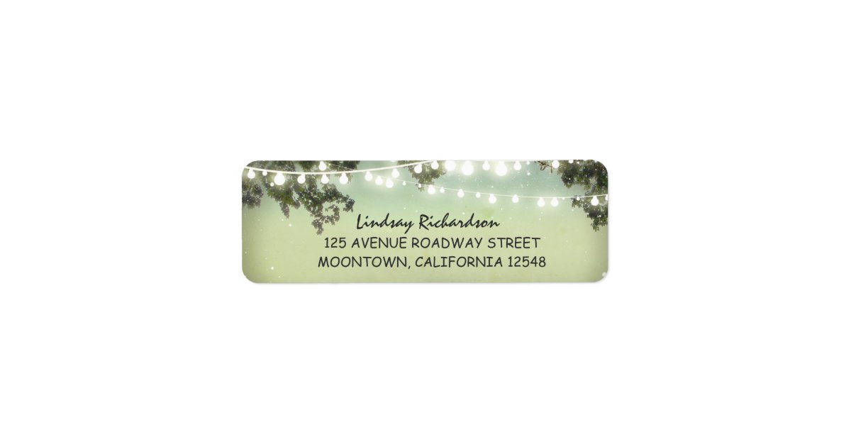 rustic address label with string lights | Zazzle