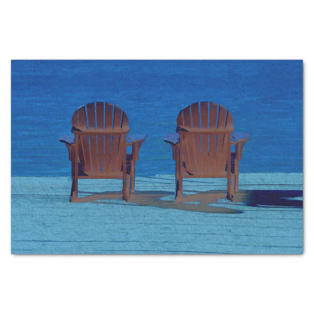 Rustic Adirondack Brown Beach Chairs Blue Ocean Tissue Paper | Zazzle