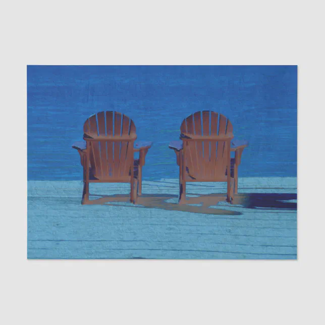 Rustic Adirondack Brown Beach Chairs Blue Ocean Tissue Paper | Zazzle