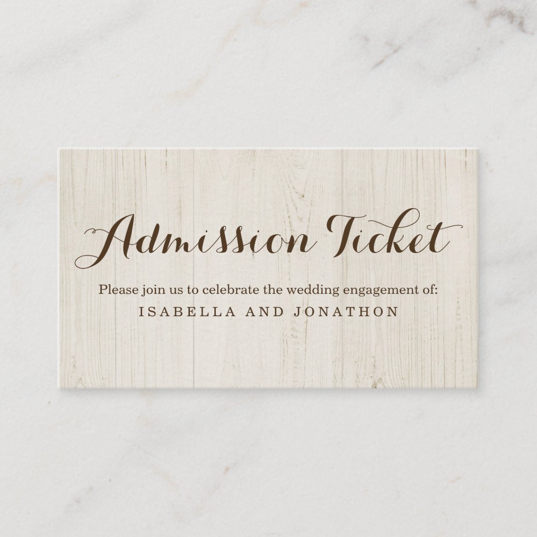 Rustic Admission Ticket Enclosure Card | Zazzle