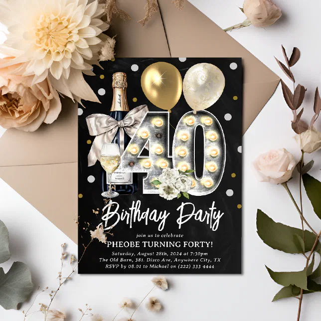 Rustic Adult 40th Birthday Party Invitation | Zazzle