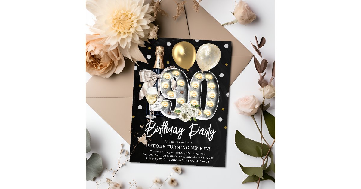 Rustic Adult 90th Birthday Party Invitation | Zazzle