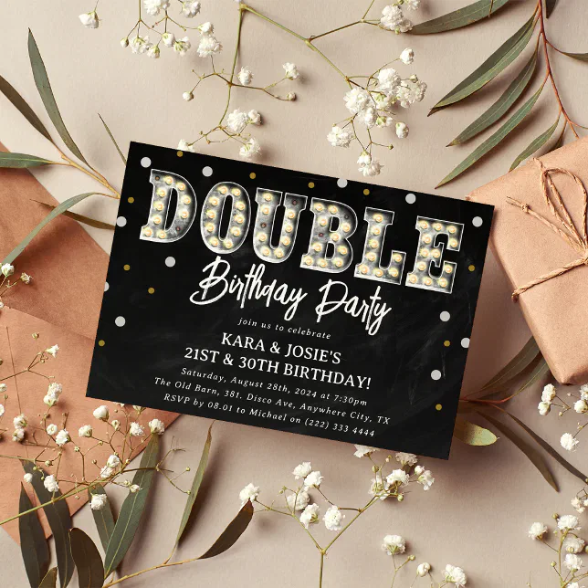 Rustic Adult Double Birthday Party Invitation | Zazzle