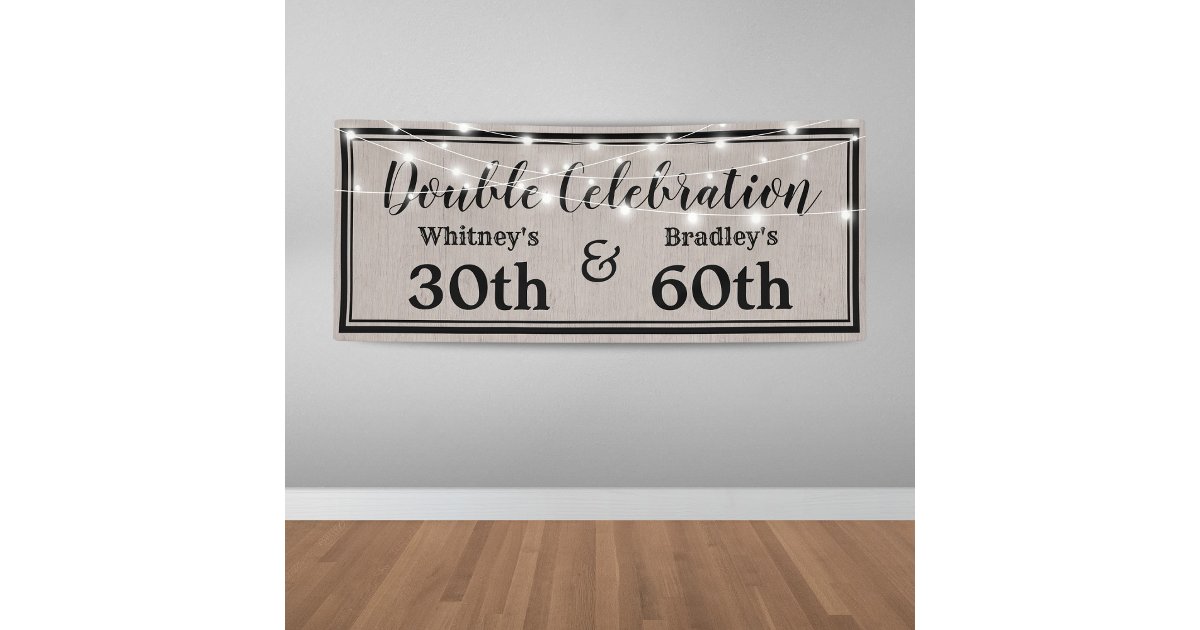 Rustic Adult Joint Birthday Banner | Zazzle