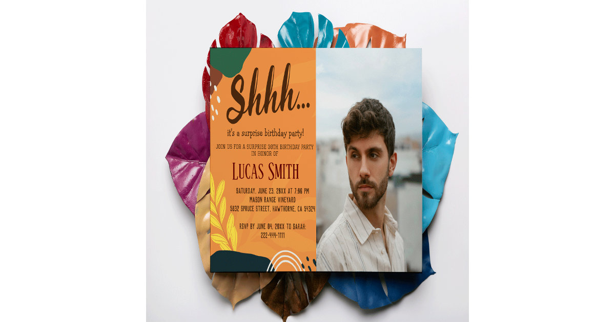 Rustic Adult Surprise Birthday Party Photo Invitation | Zazzle