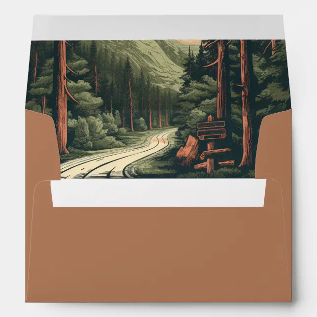 Rustic Adventure Mountain Forest Envelope | Zazzle