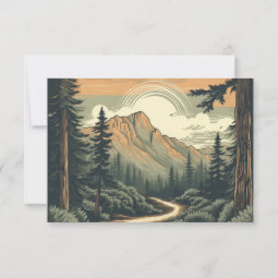 Rustic Adventure Mountain Forest Wedding RSVP | Zazzle