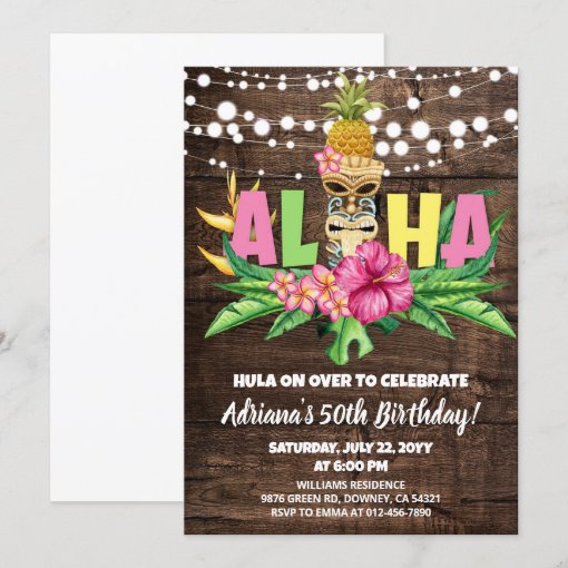 Rustic Aloha Luau Hawaiian Birthday Invitation | Zazzle