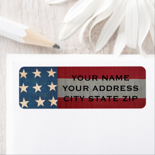 Rustic American Flag Address Labels | Zazzle