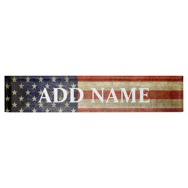 Rustic American Flag Desk Name Plate | Zazzle