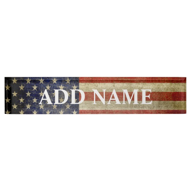 Rustic American Flag Desk Name Plate | Zazzle