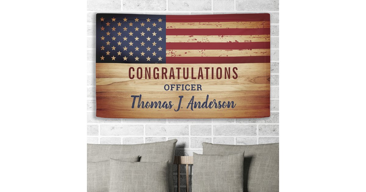 Rustic American Flag Military Police Retirement Banner | Zazzle