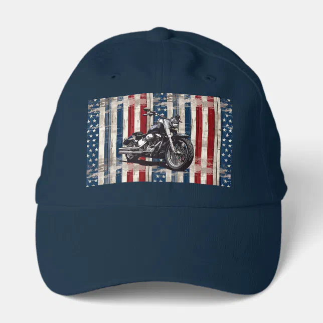 Rustic American Flag Motorcycle Freedom Cap | Zazzle