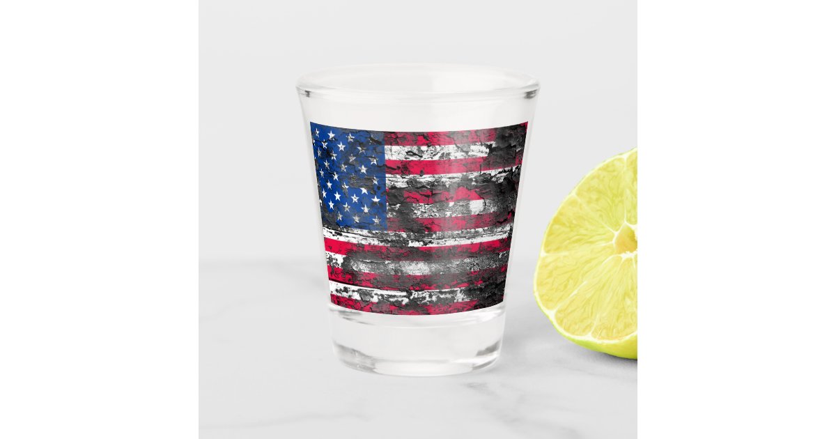 Rustic American Flag Shot Glass | Zazzle