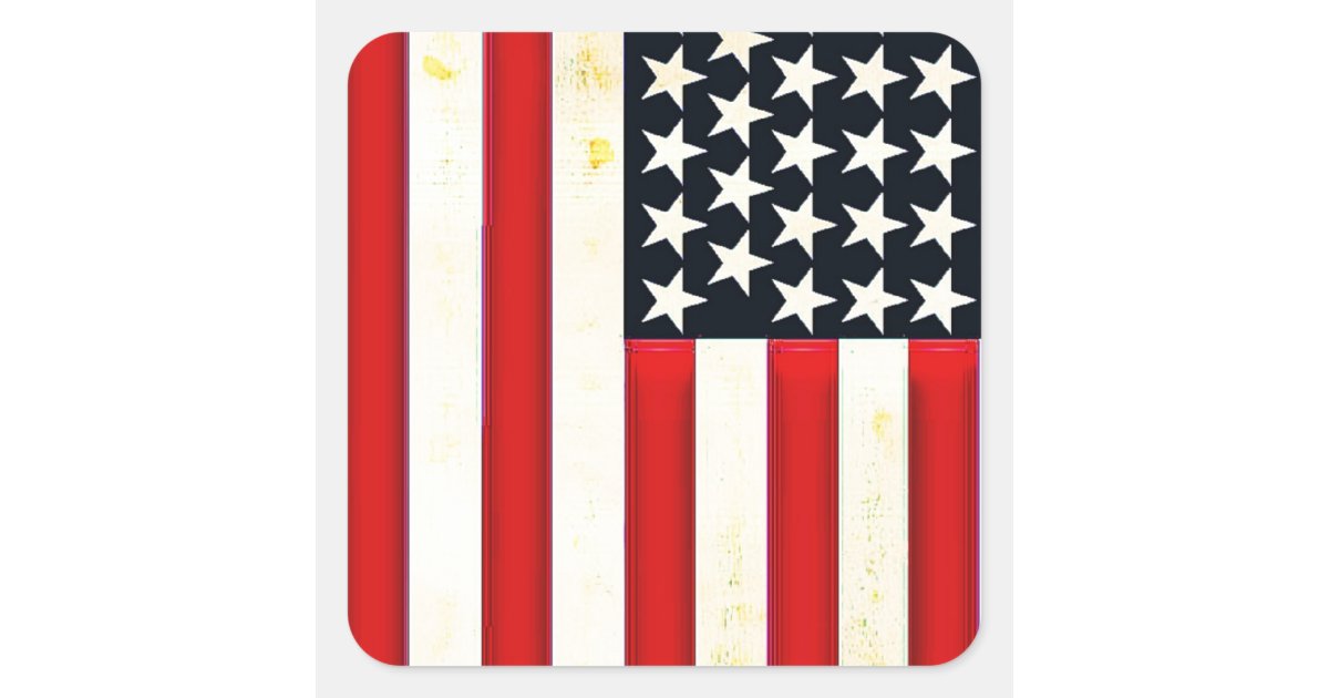 Rustic American Flag Square Sticker | Zazzle