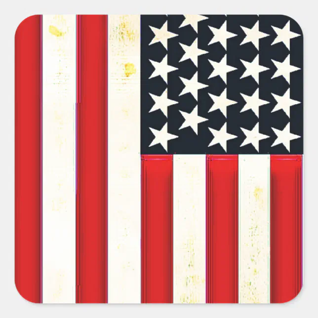 Rustic American Flag Square Sticker | Zazzle