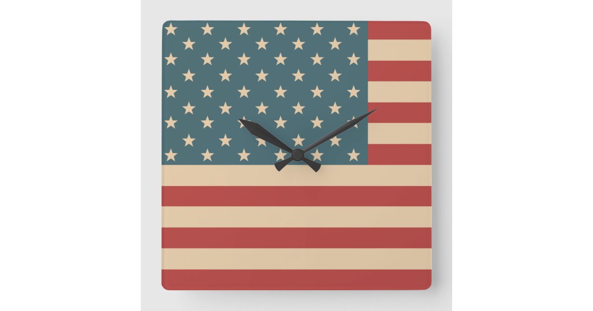 Rustic American Flag Wall Clock | Zazzle