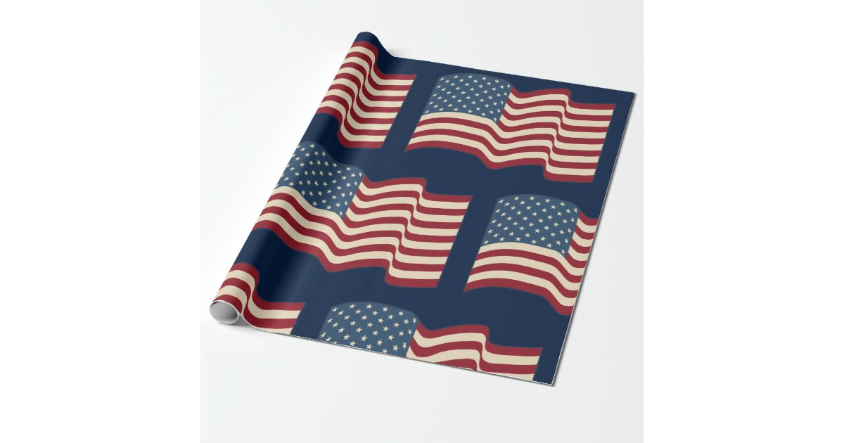 Rustic American Flag Wrapping Paper | Zazzle