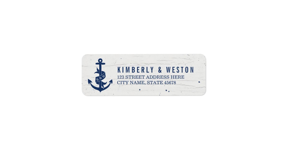Rustic Anchor Monogram Return Address Labels | Zazzle