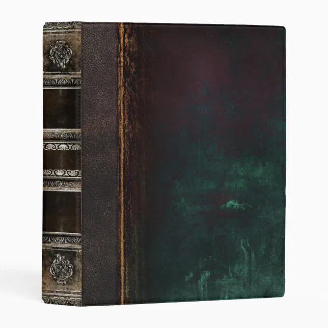 Rustic Ancient Tome Faux Black & Turquoise Mini Binder | Zazzle