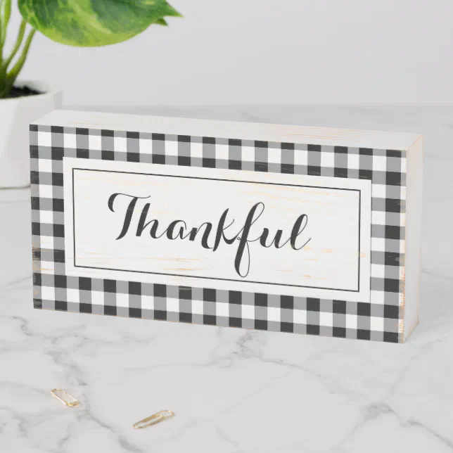 Rustic and Elegant Farmhouse Style Thankful Wooden Box Sign | Zazzle